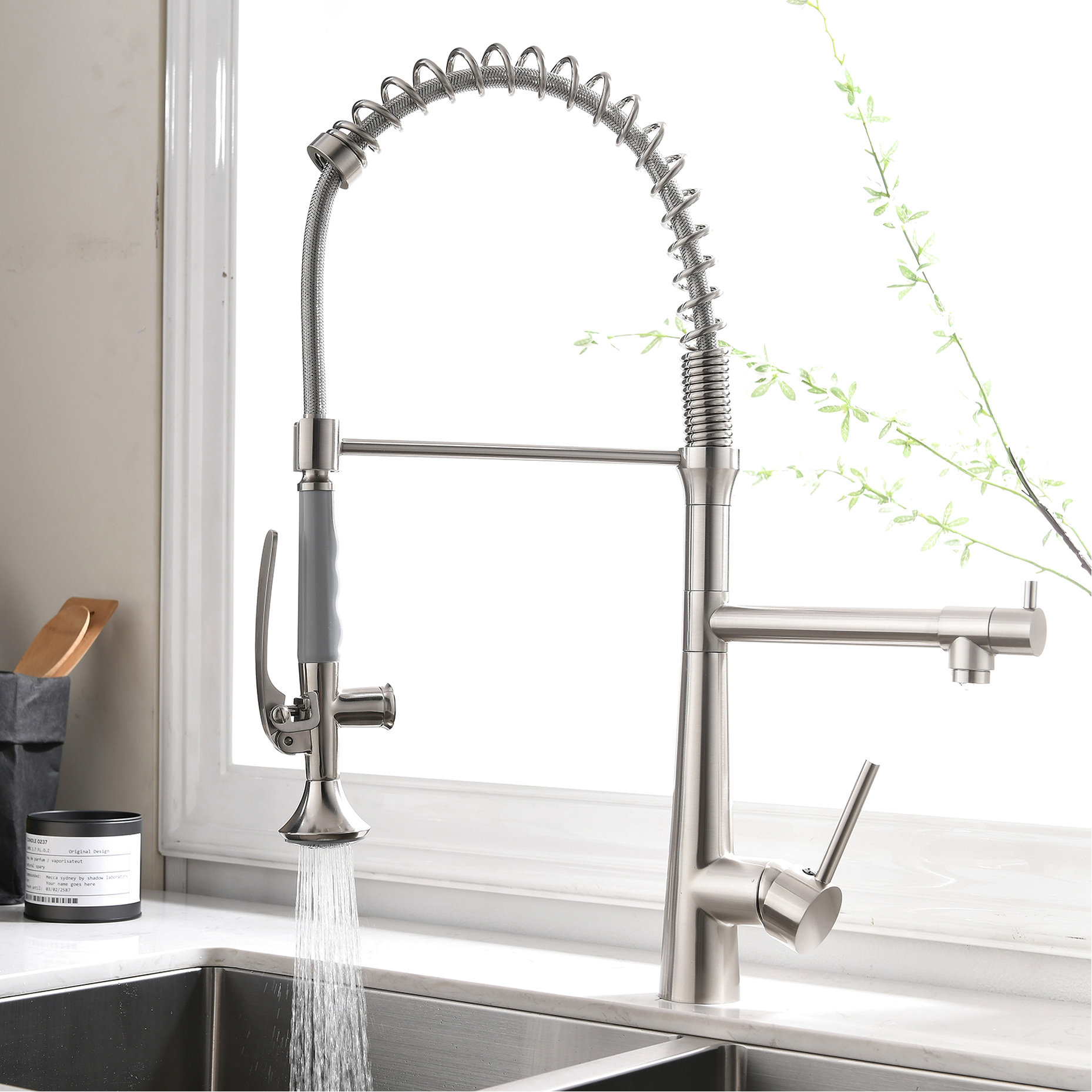Ivy Bronx Kitchen Faucet In Brushed Nickel With Heavy Duty Commercial ...