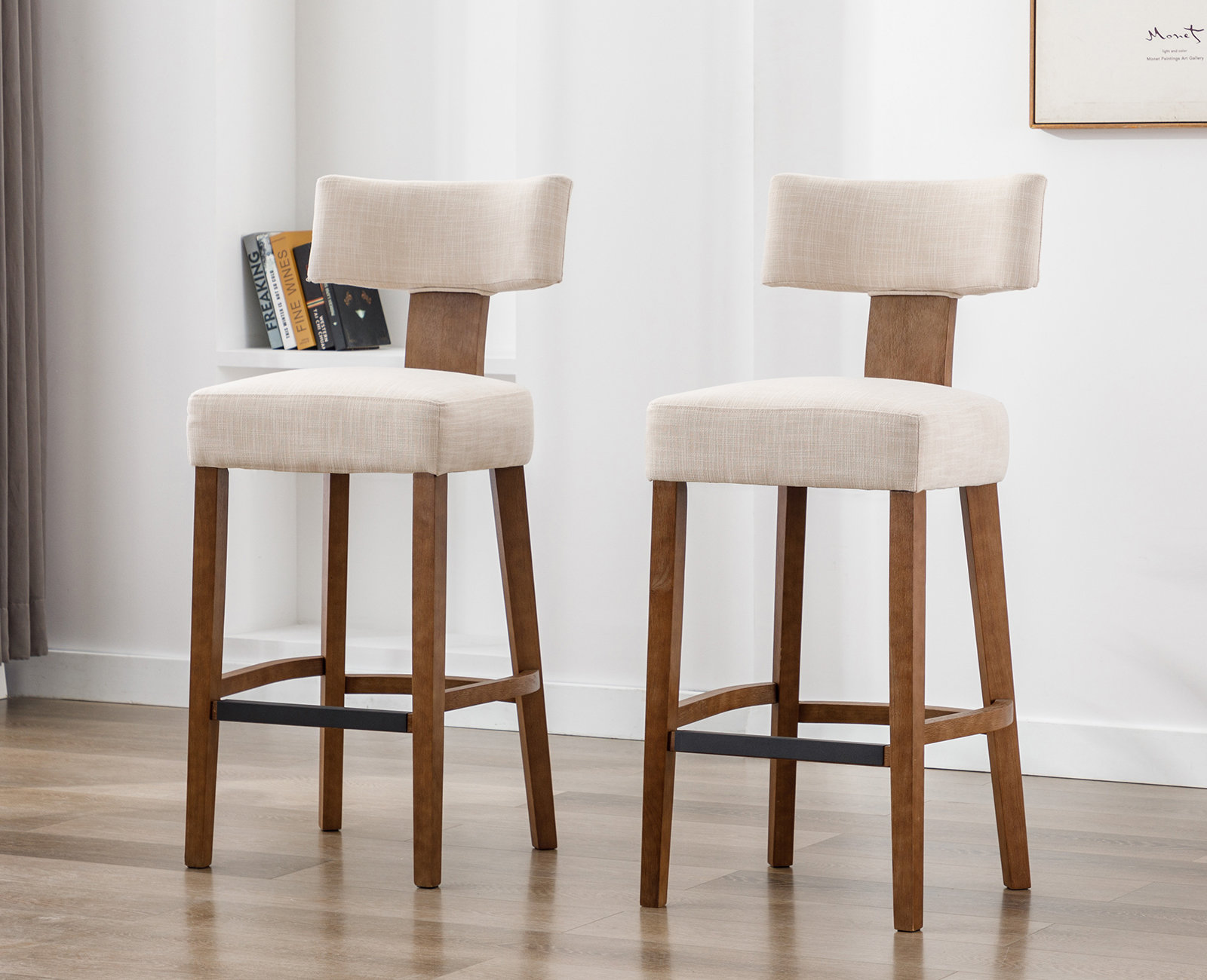 Corrigan Studio® Mid Century Modern Bar Stools Farmhouse Upholstered ...