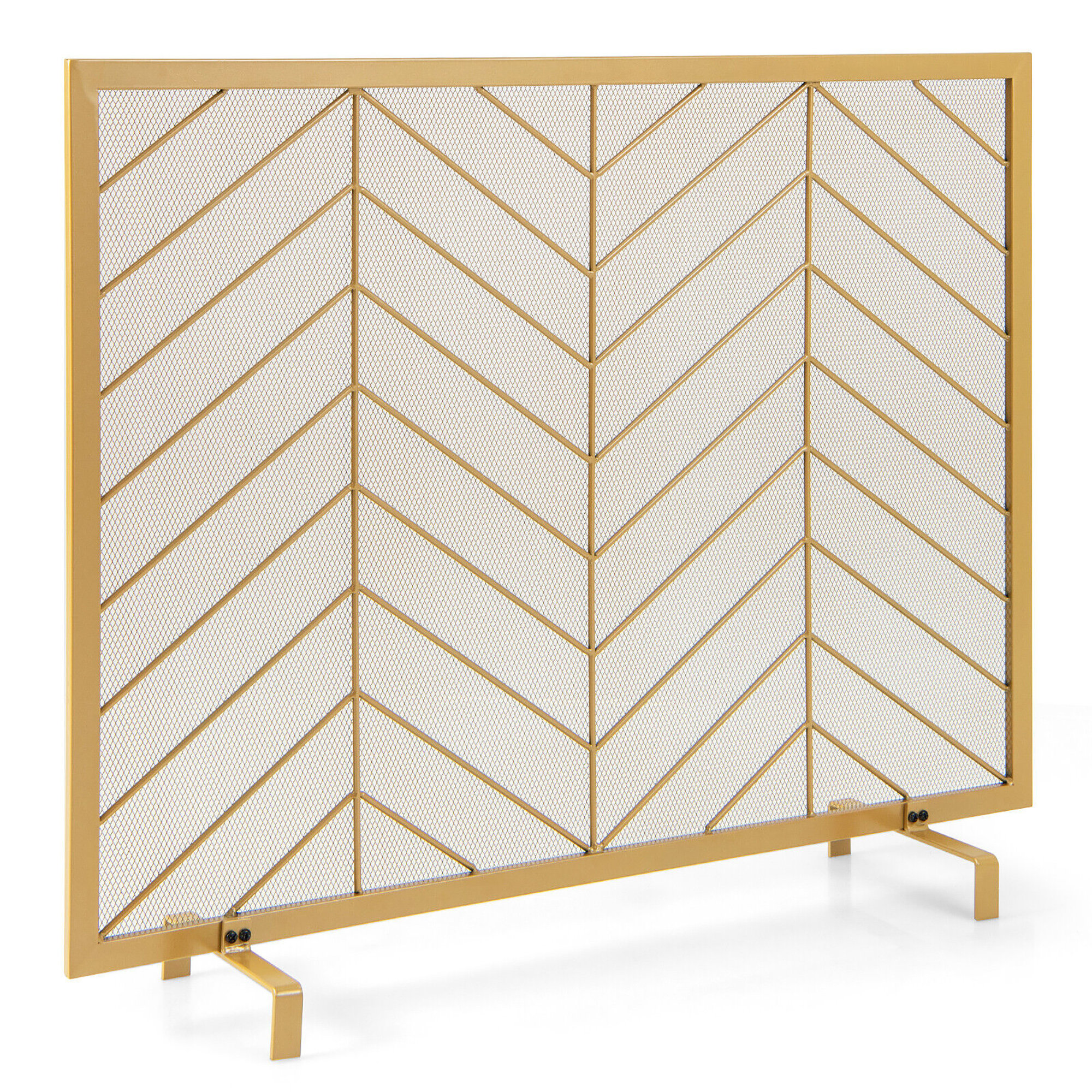 Mercer41 Single Panel Fireplace Screen, Wrought Metal Fire Spark Guard ...