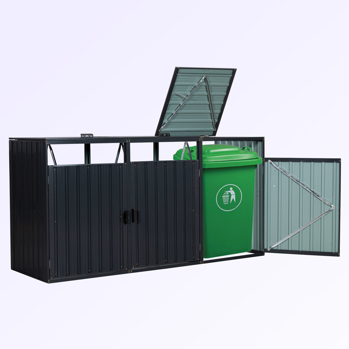 MaMa Garbage Bin Shed Stores 3 Trash Cans Outdoor Bin Shed For Garbage ...