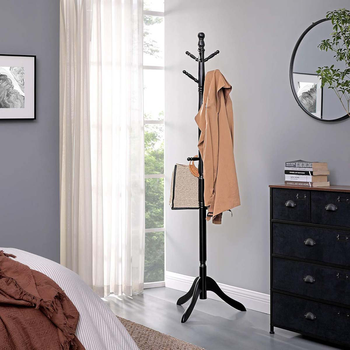 Winston Porter Solid Wood Coat Rack And Stand, Free Standing Hall Coat ...