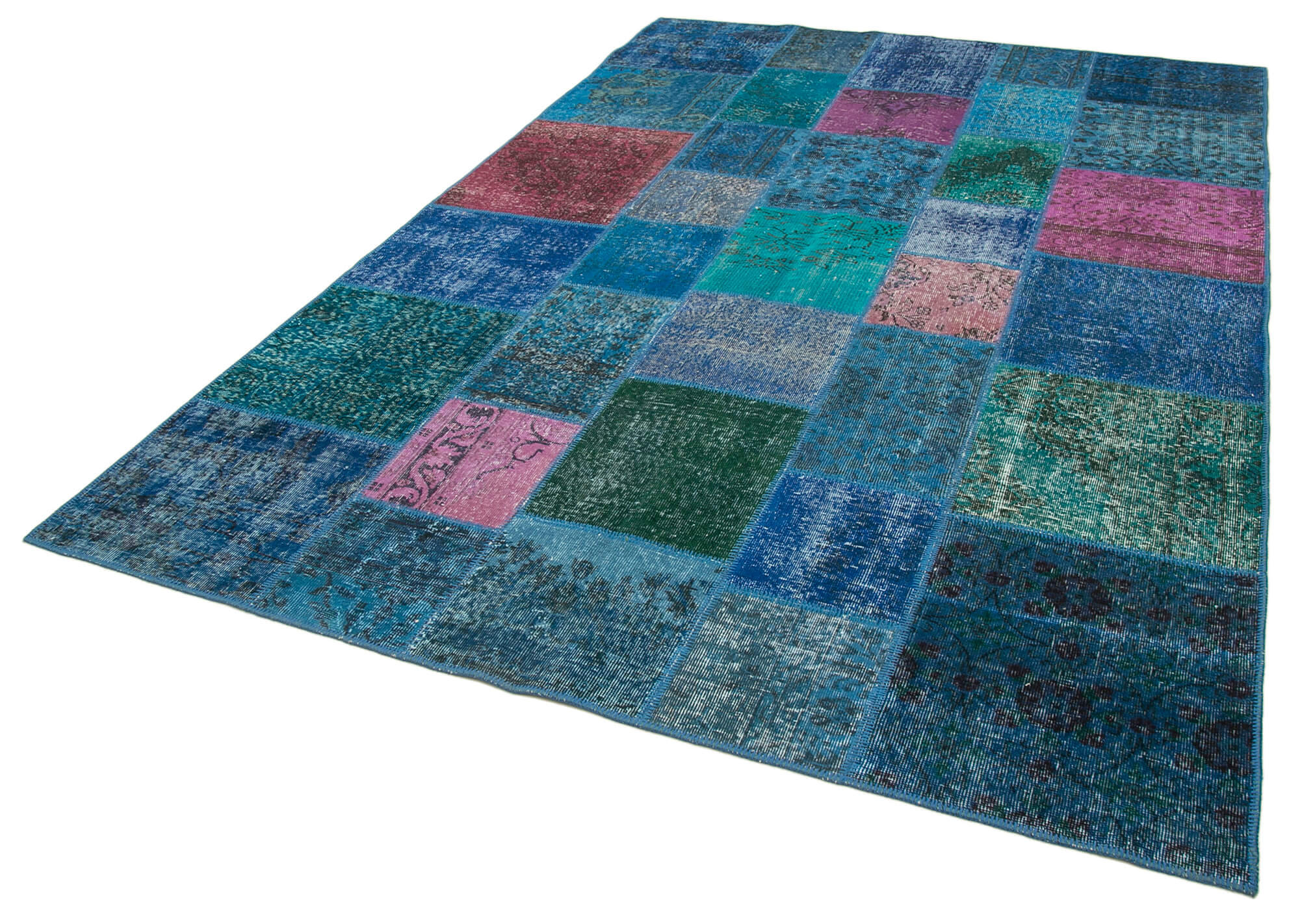 Aegean House Kırk Yama Blue Patchwork Wool Handmade Area Rug - Wayfair Canada