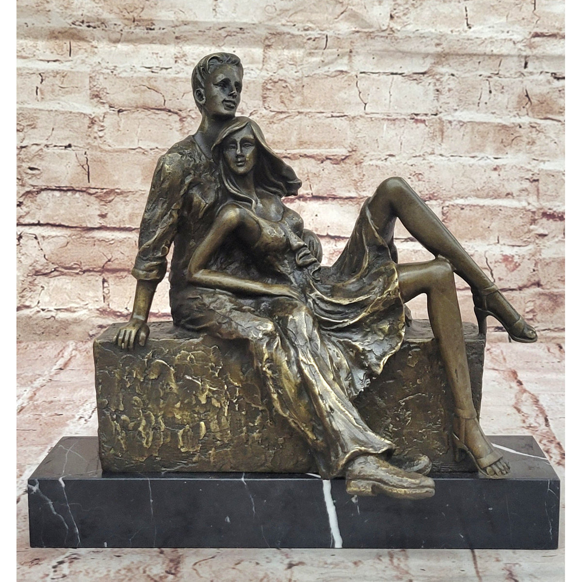 Bronzhaus Relaxed Couple Bronze Sculpture – Intimate Sitting Lovers ...