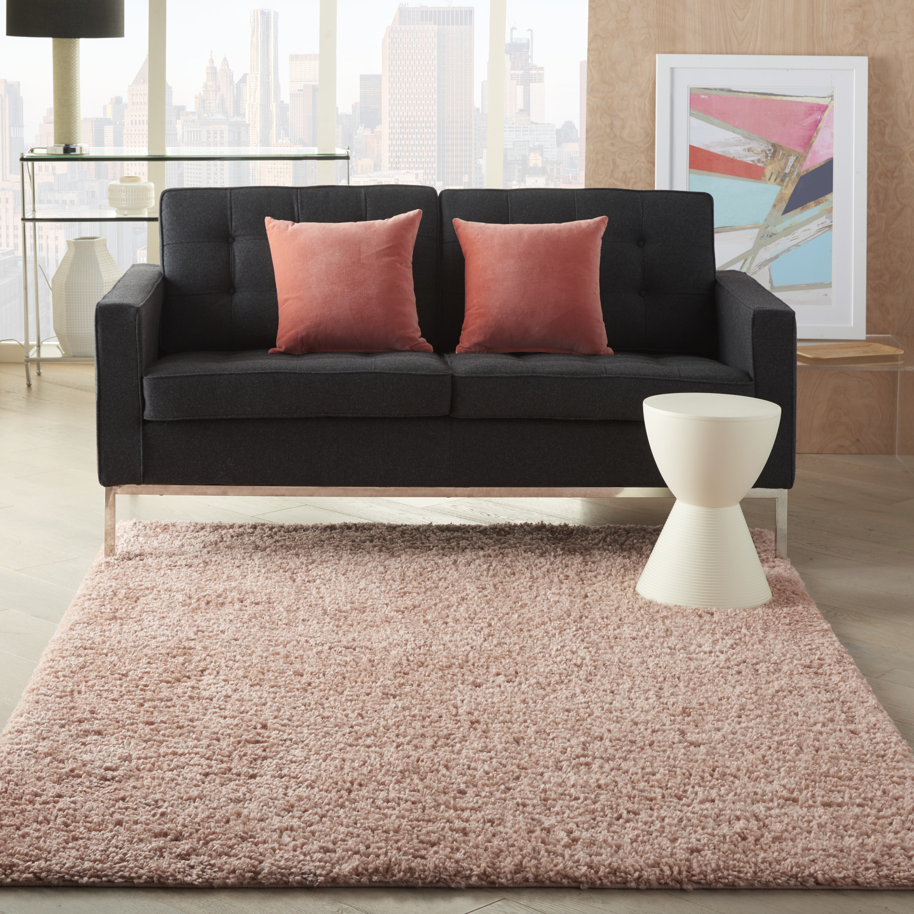 Eider & Ivory™ Sunny Shag Blush Area Rug | Wayfair