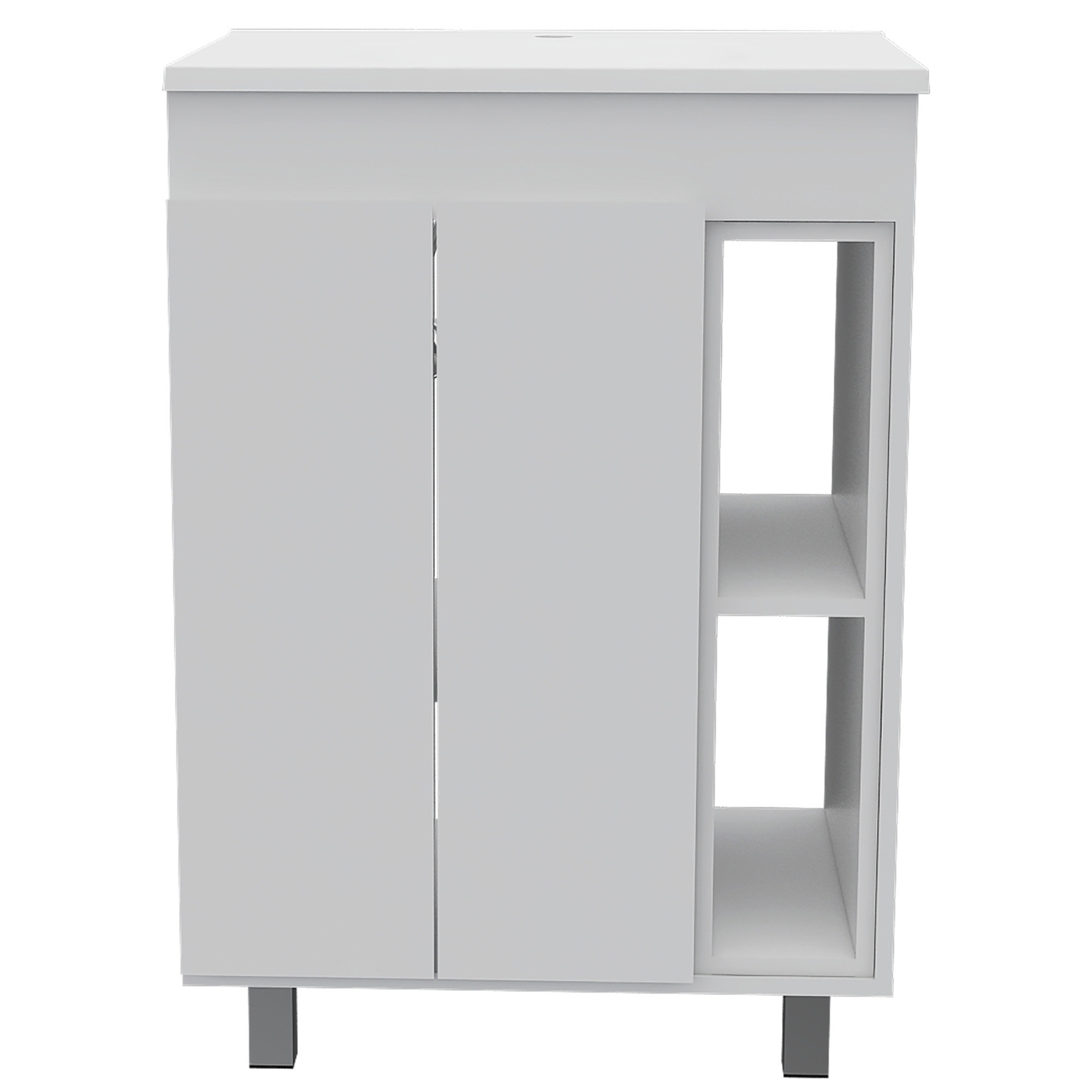 Hokku Designs White 2-Shelf Rectangle Freestanding Vanity Cabinet ...