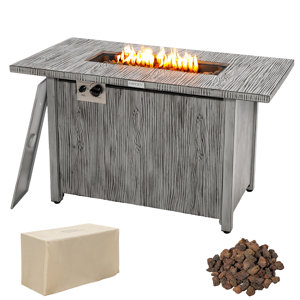 Costway 32'' Patio Square Fire Pit Table 50,000 Btu Propane Gas Table ...