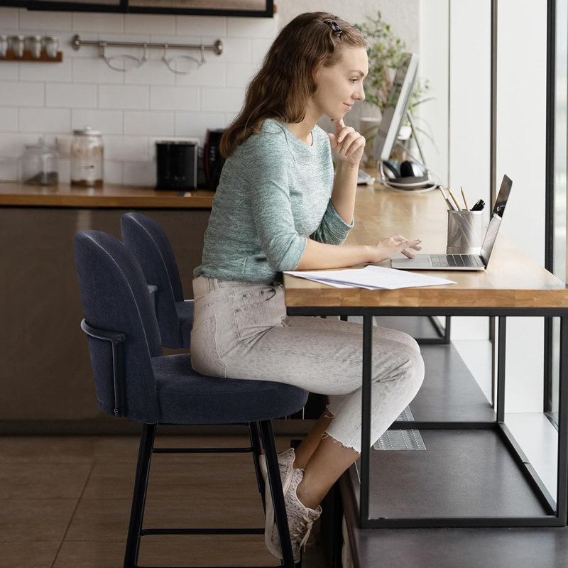 George Oliver Modern Counter Height Bar Stools Set of 4, 28 Inch Sherpa ...