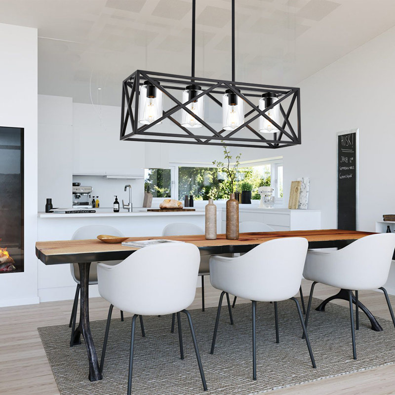 Gracie Oaks Nieisha 4 - Light Matte Black Square/Rectangle Pendant ...