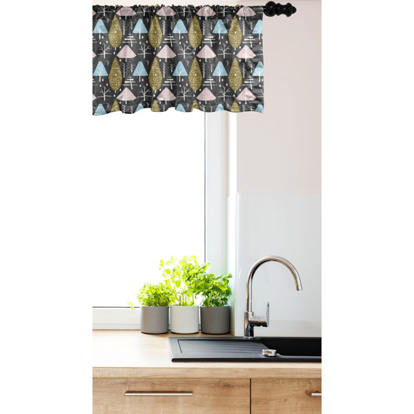 Ambesonne Woodland Valance Pack of 2 Repetitive Trees Pattern Dark Grey ...