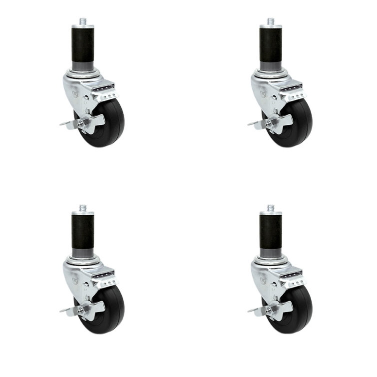 Service Caster 4 Piece Rubber Expanding Stem Caster Set | Wayfair