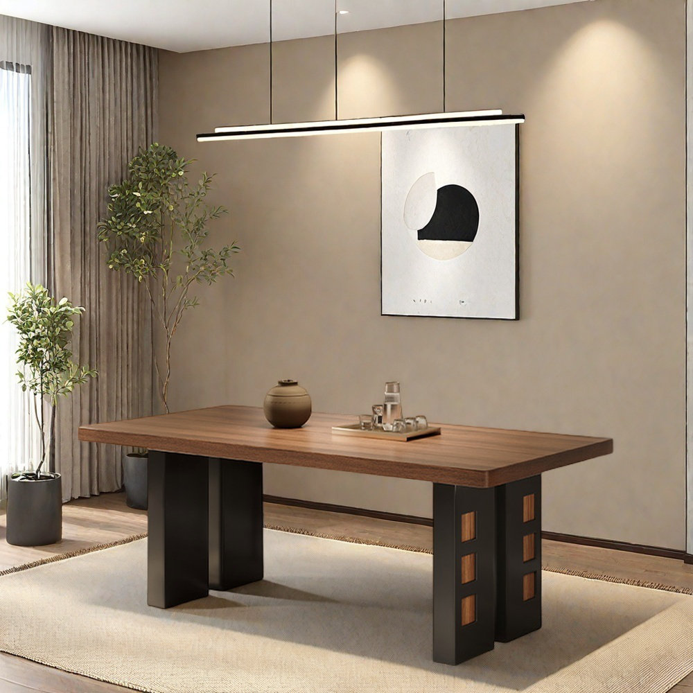 Ebern Designs Black walnut wood grain hanging rock plate table | Wayfair