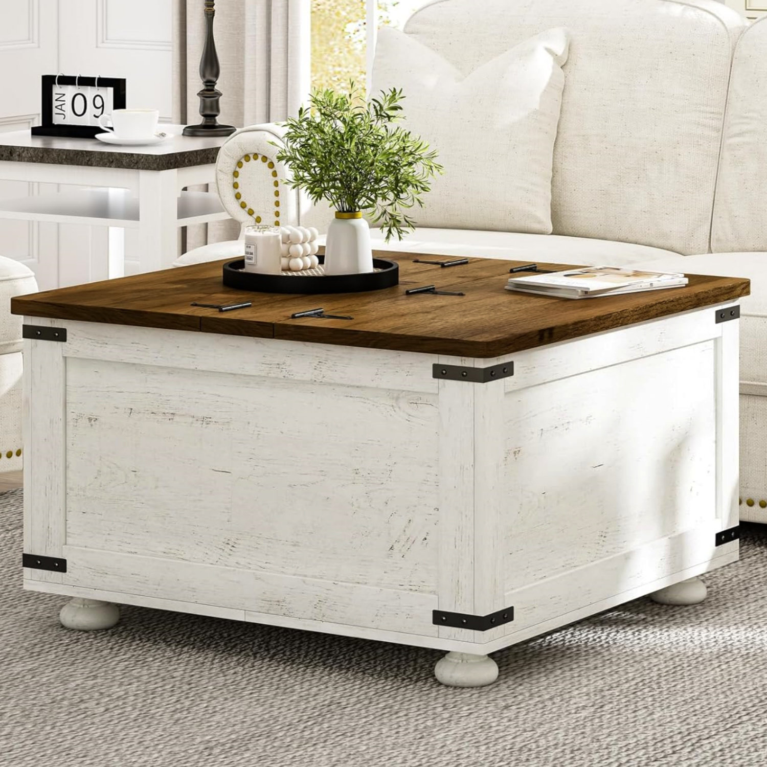 Gracie Oaks Paccione Single Coffee Table,Farmhouse Coffee Table with ...