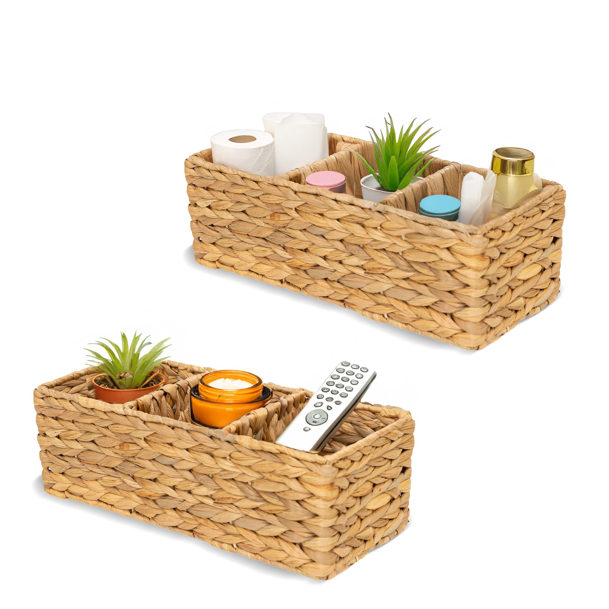 Onhomes Anne 3-Section Toilet Paper Basket, Water Hyacinth Bathroom ...