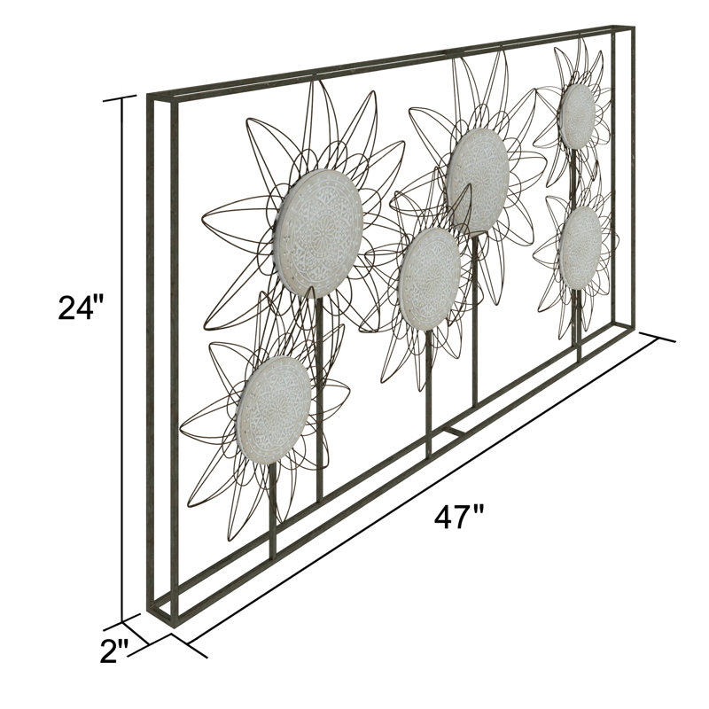 Bungalow Rose Whitney Rectangular Metal Flower Wall Decor & Reviews ...