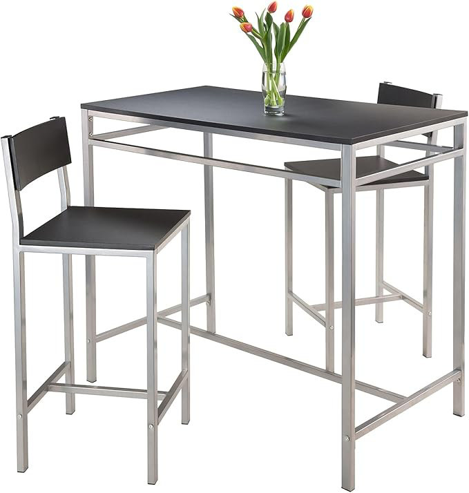 Latitude Run® Hanley Cocktail Table with Counter Stools Black Steel ...