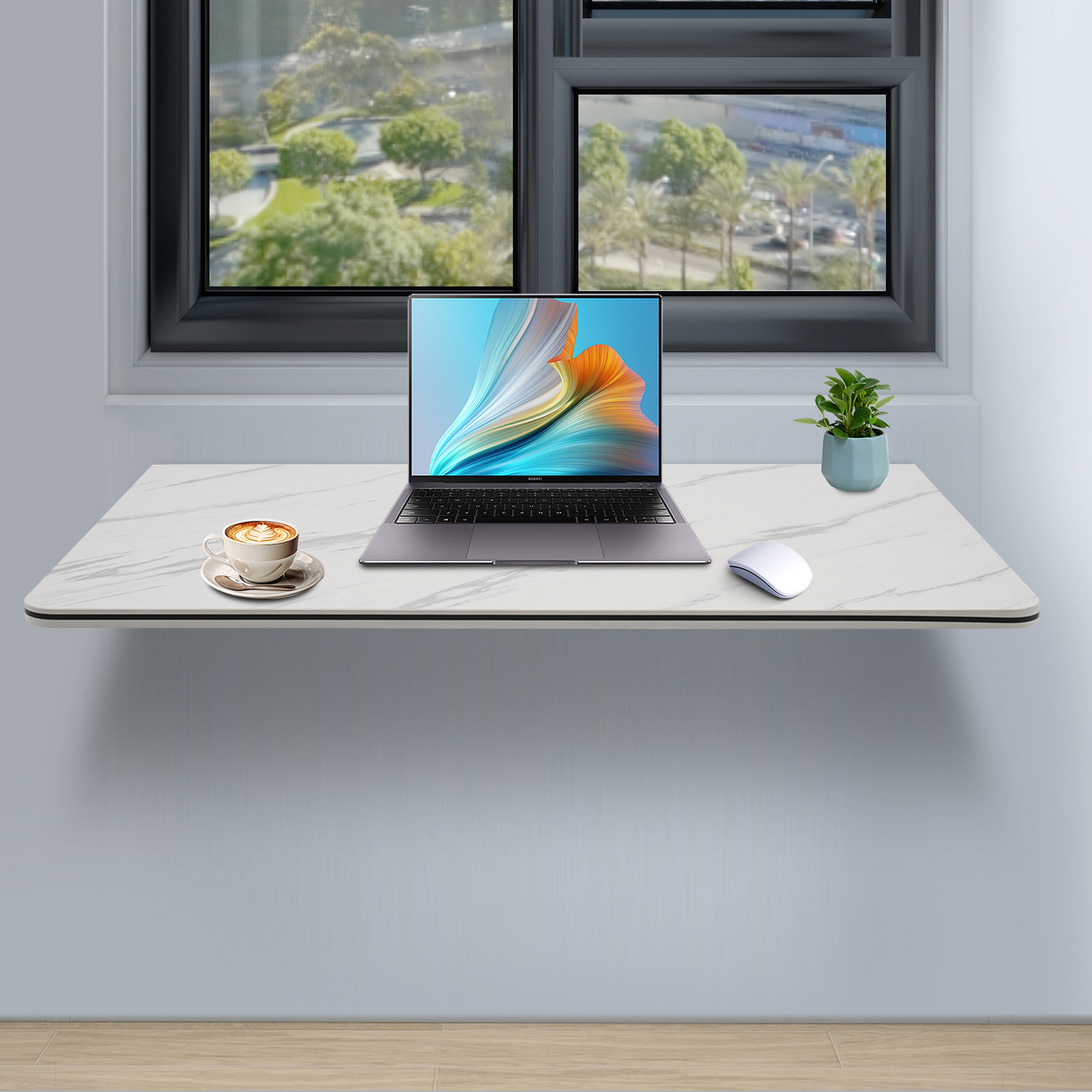 Wrought Studio™ Wall-Mounted Folding Table | Wayfair