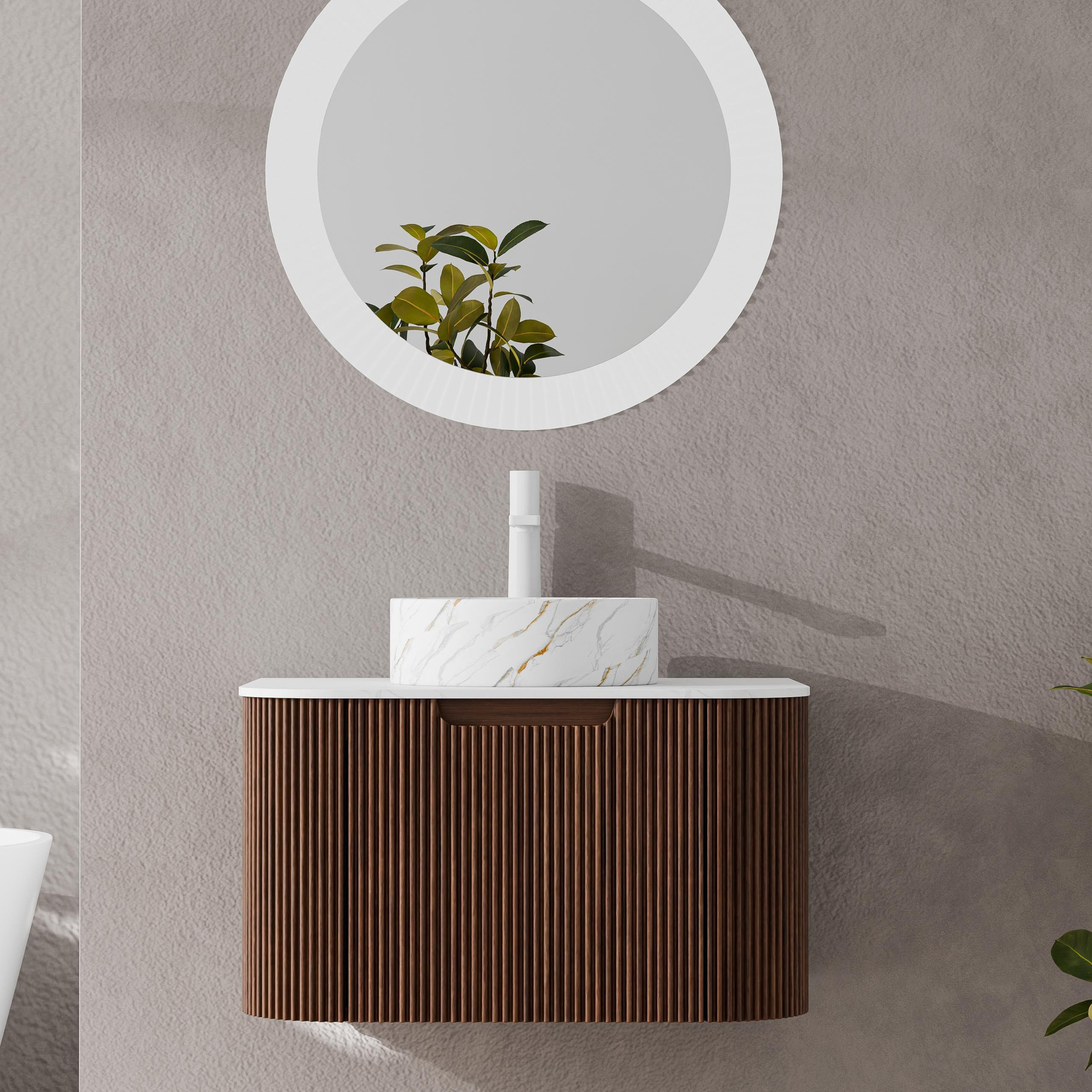 Latitude Run® Echoe 24" Wall Mounted Curved Edges Striped Bathroom ...