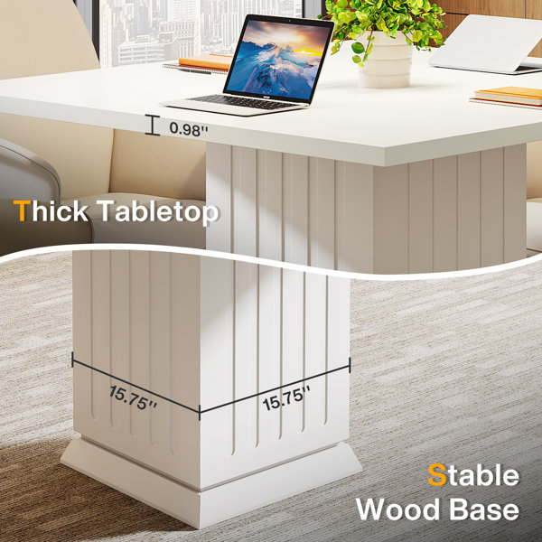 Ebern Designs Square Conference Table Small White Meeting Table For ...