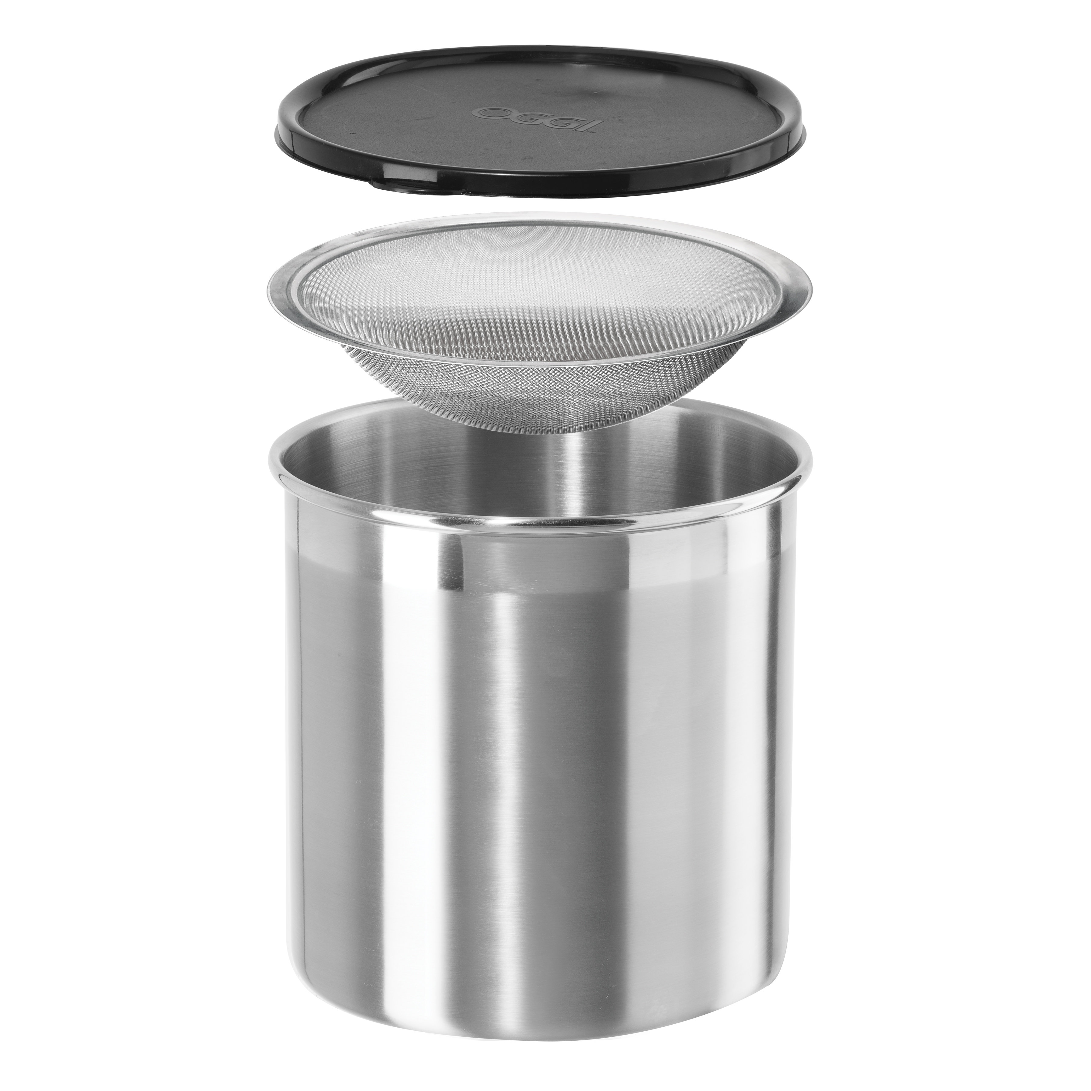 Oggi Prep Stainless Steel Jumbo Grease Can W/ Strainer (3.8 Lt, 4 Qt ...