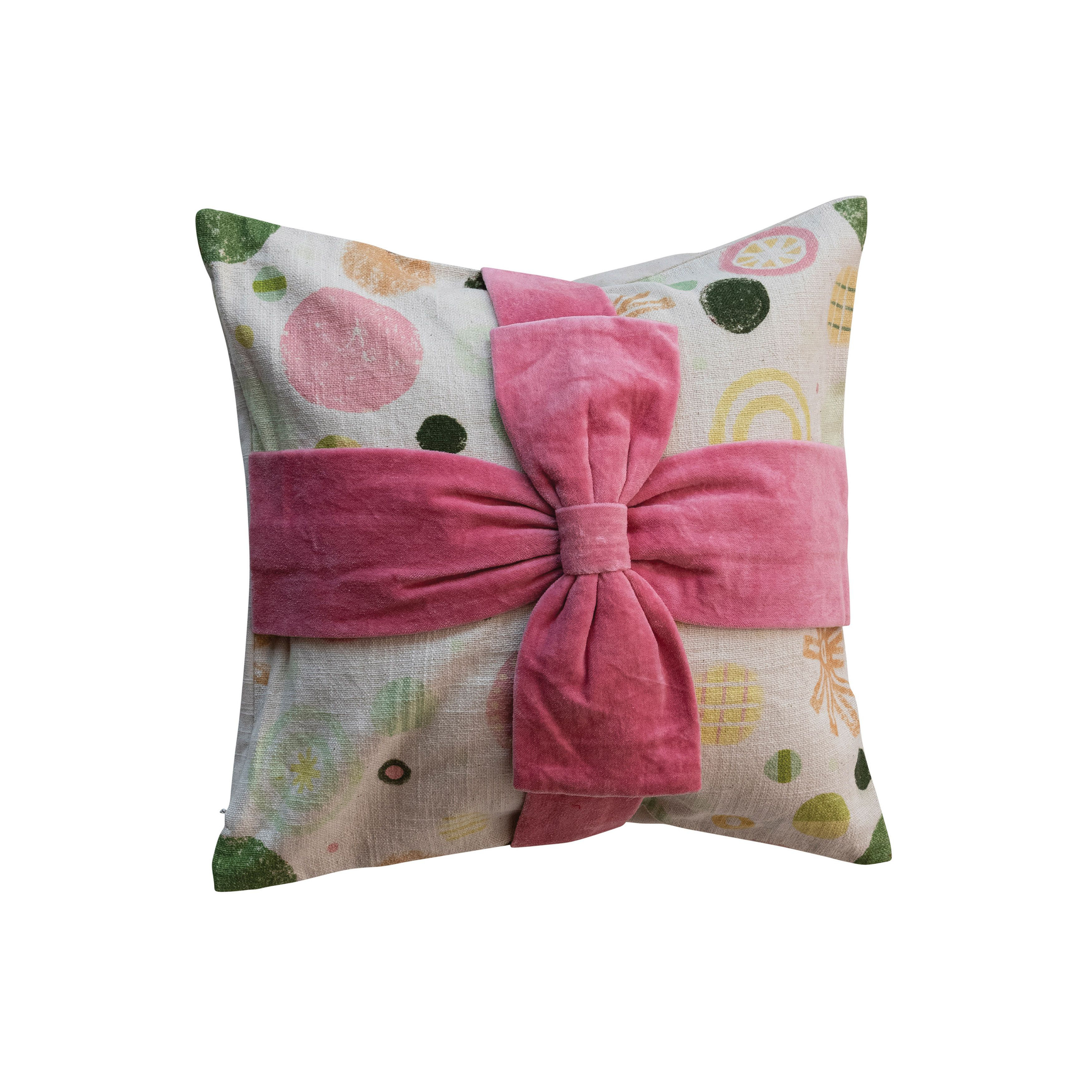 Creative Co-Op Square Cotton Printed Pillow With Pattern And Velvet ...