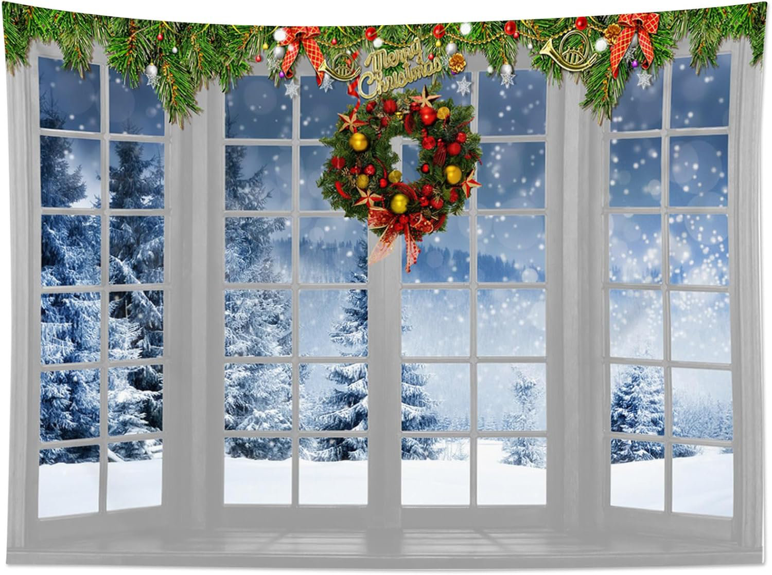 The Holiday Aisle® Winter Tapestry Wall Hanging Snow Pine Tree Forest ...