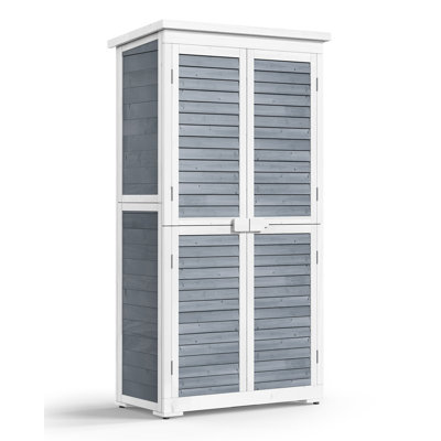 Aiho 4 ft. 7 in. W x 1 ft. 5 in. D Solid Wood Vertical Tool Shed ...