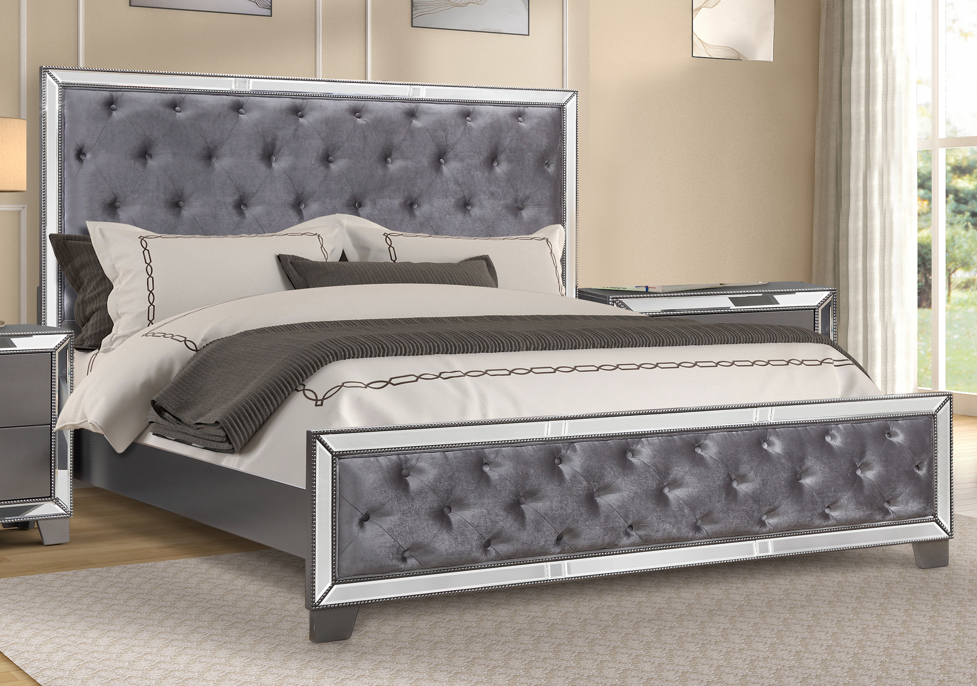 House of Hampton® Dostie Tufted Upholstered Low Profile Panel Bed ...