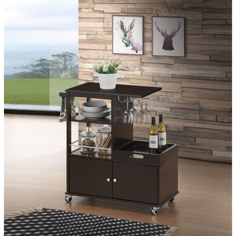 Ebern Designs Sondrio Rectangular 2-Door Kitchen Cart with Casters ...