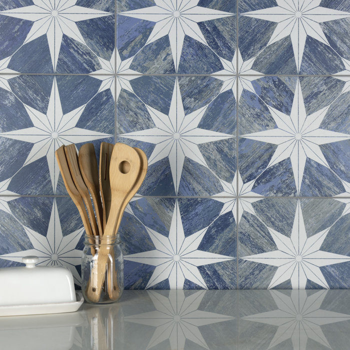 Merola Tile Cassis Stella 10" x 10" Porcelain Patterned Wall & Floor ...