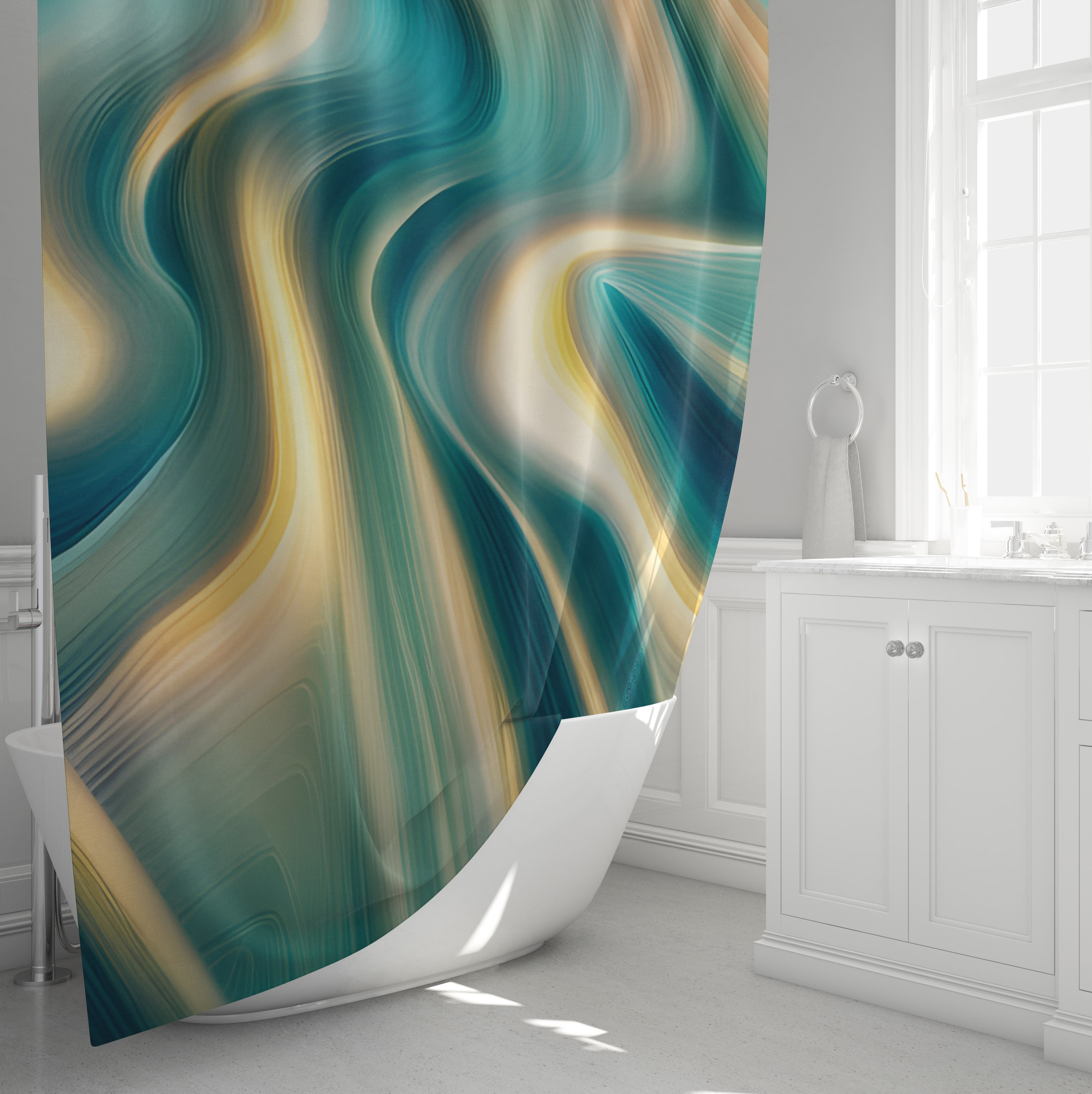 Orren Ellis Avontay Abstract Shower Curtain | Wayfair