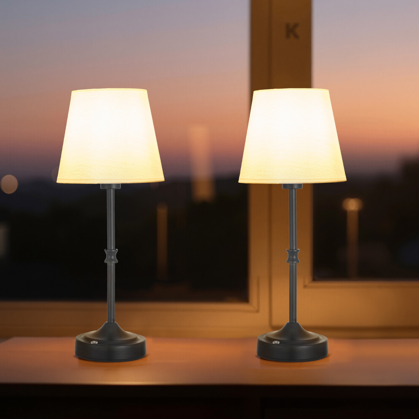 Charlton Home Cordless Table Lamp 2 Pack Rechargeable Battery Desk Lamp ...