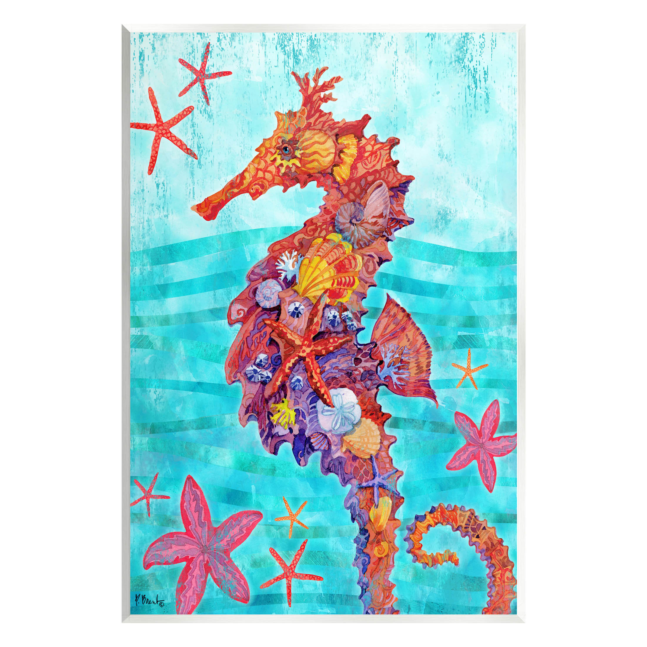 Stupell Industries Nassau Seahorse Aquatic Shell Collage by Paul Brent ...