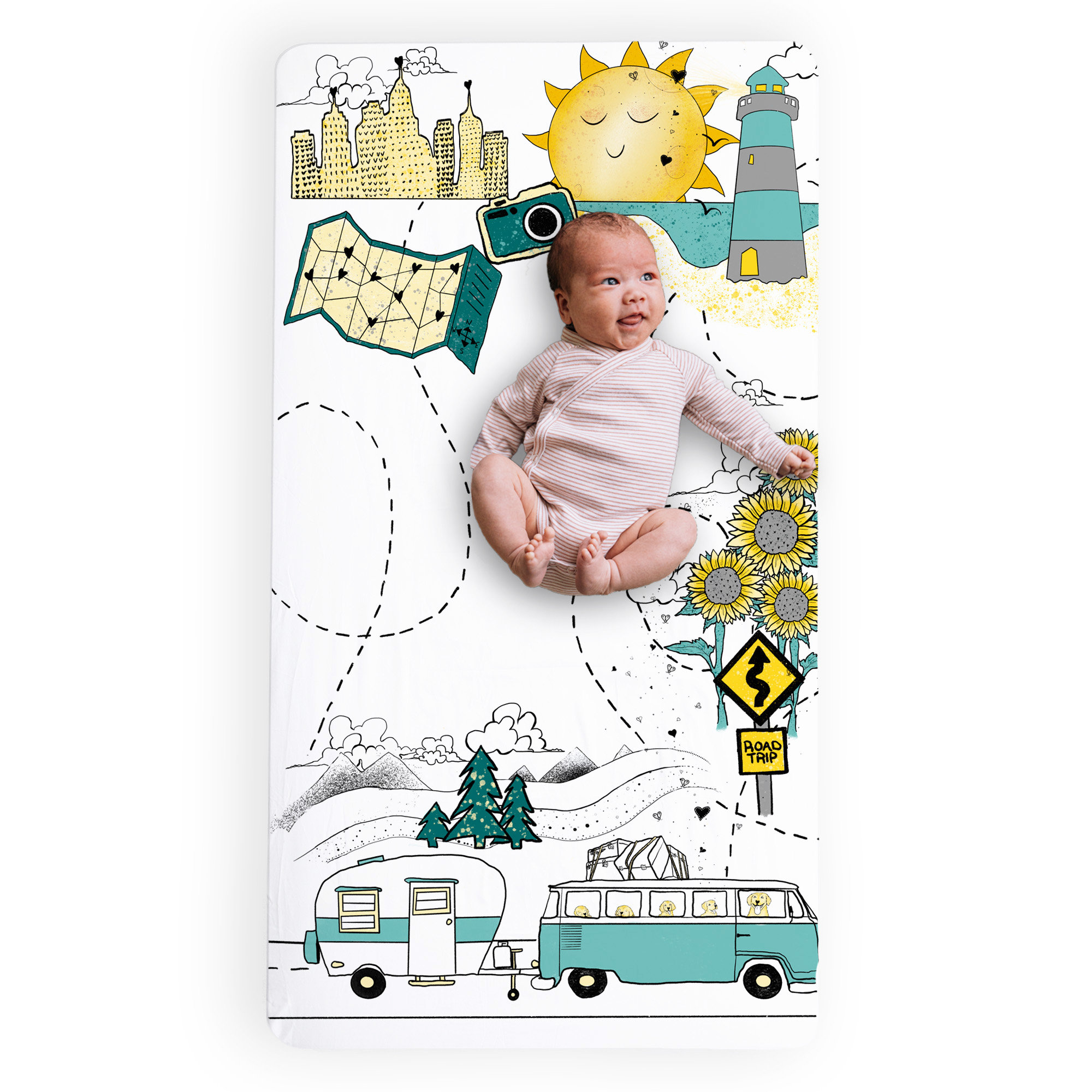 Jumpoff Jo 100% Cotton Fitted Crib Sheet - Road Trip - Wayfair Canada