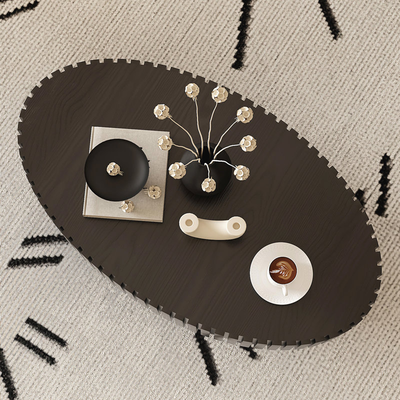 Latitude Run® Oval Coffee Table Handcrafted Relief Pedestal Wooden ...