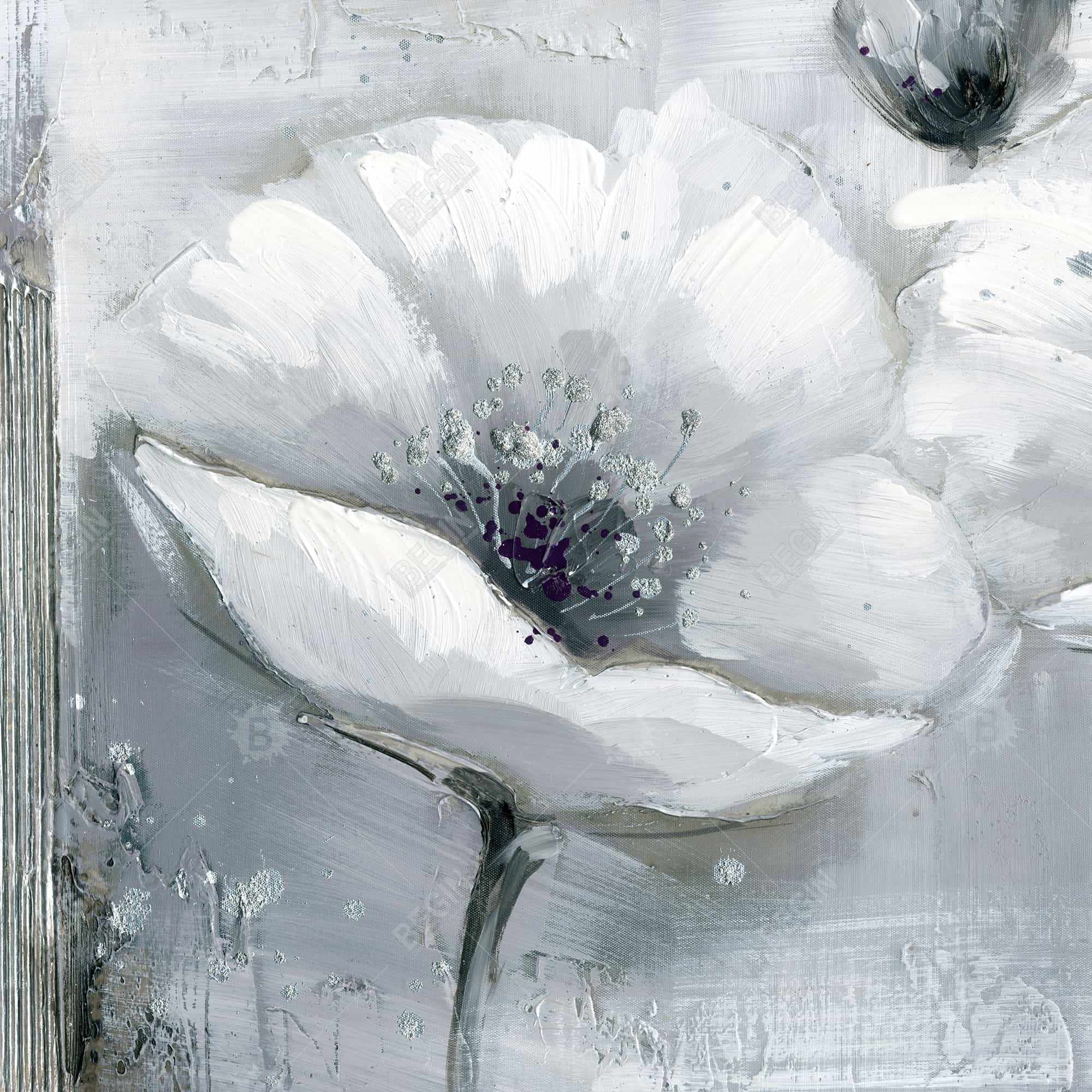 Begin Edition International Inc. Grayscale Flowers - Double Sided Print Indoor Pillow - 16X16 ...