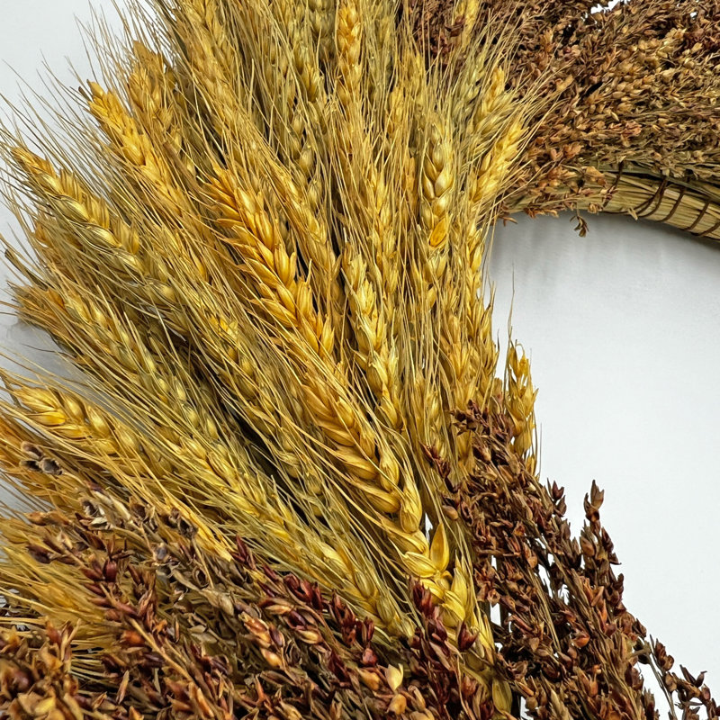 The Holiday Aisle® Real Dried Preserved Wheat and Sorghum Wreath | Wayfair