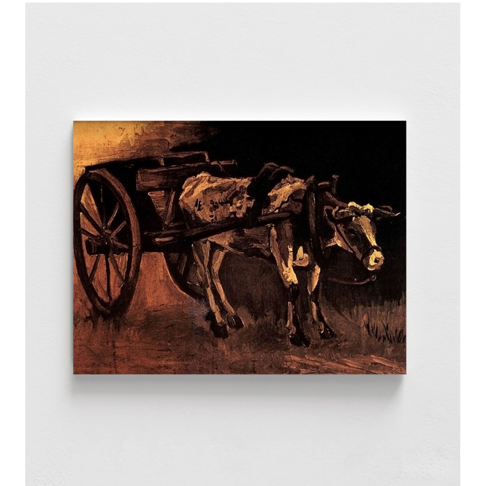 WeFrameArt Cart Red White Ox By Vincent Van Gogh, Rustic Art Print, Cow ...