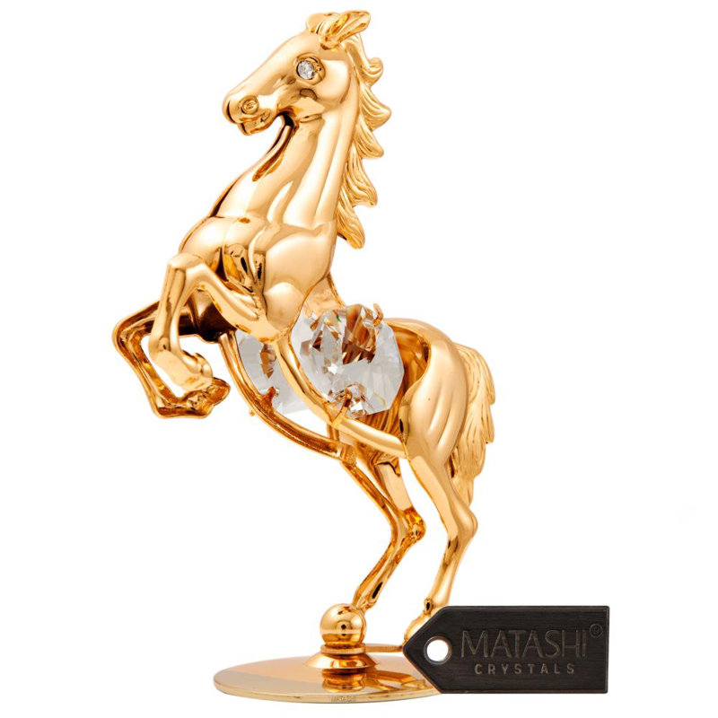Matashi Crystal 24K Gold Plated Crystal Studded Horse On a Pedestal ...