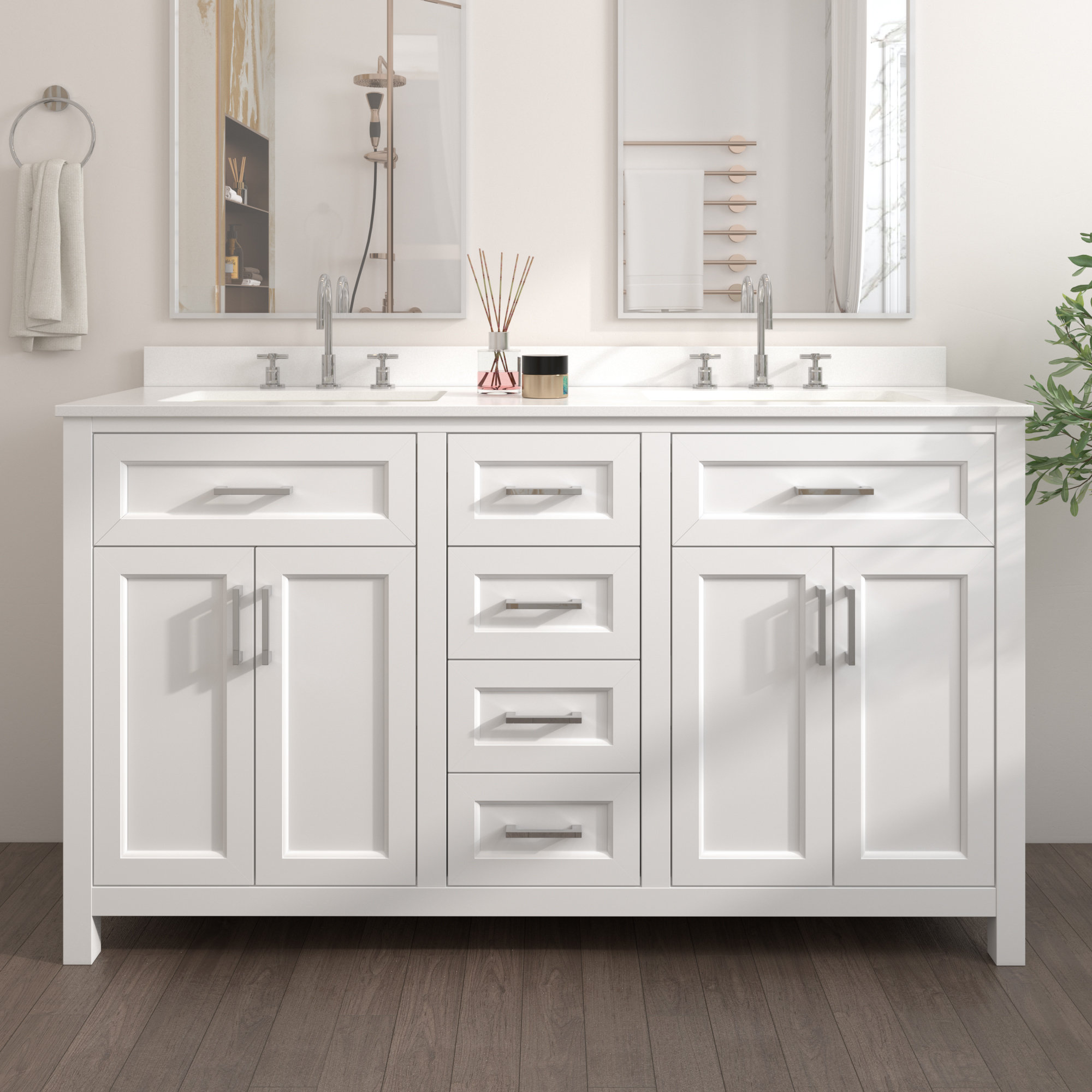 Lark Manor™ Chezkel 60'' Double Bathroom Vanity with Quartz Top ...