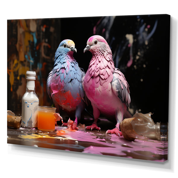 Red Barrel Studio® Grey And Pink Pigeons Serenade II - Pigeon Animal ...