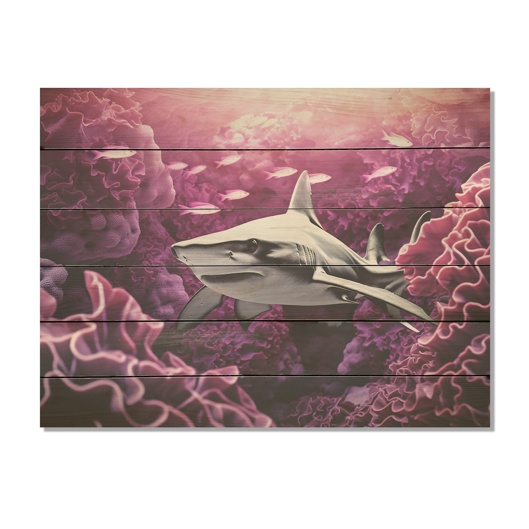 Beachcrest Home™ Hammerhead Purple Sharks I - Coastal Coral Under Water ...