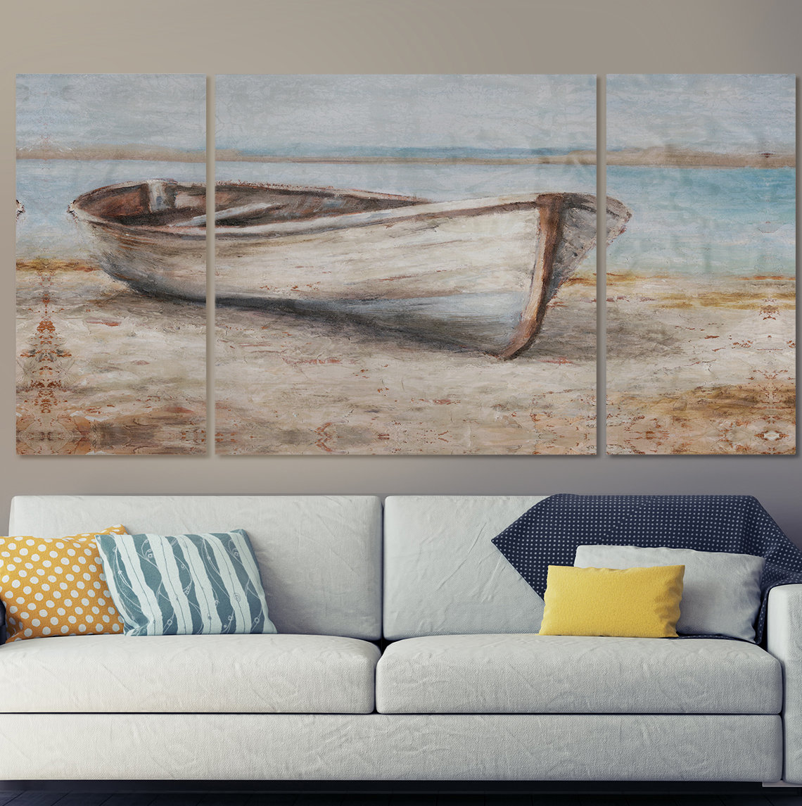 Sand & Stable™ A Premium Embellished Whitewashed Boat Graphic Art Print ...