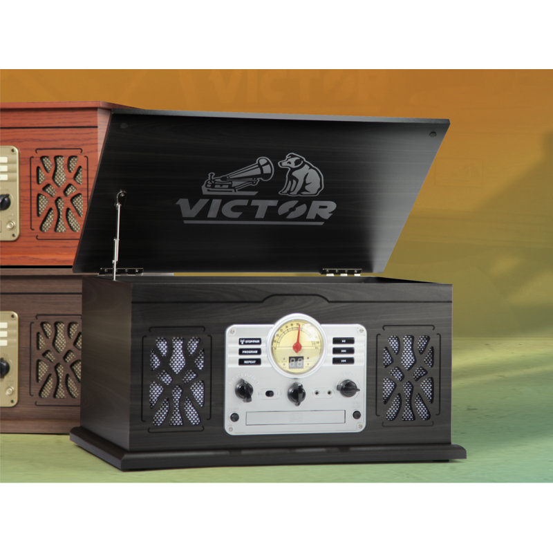 Victor 7-in-1 Turntable Music Center with Bluetooth & Vinyl Record ...