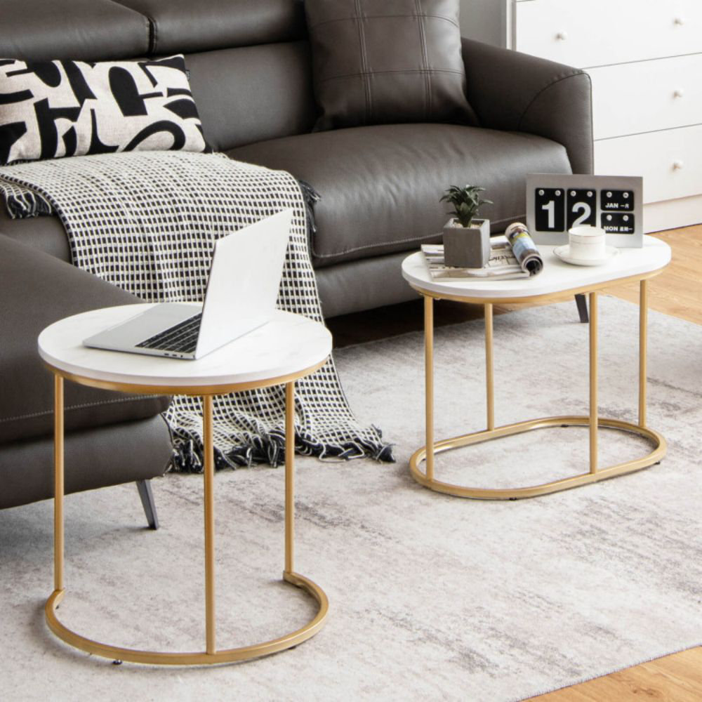 Mercer41 Modern Marble Look Stacking Nesting Coffee Table Set & Reviews ...