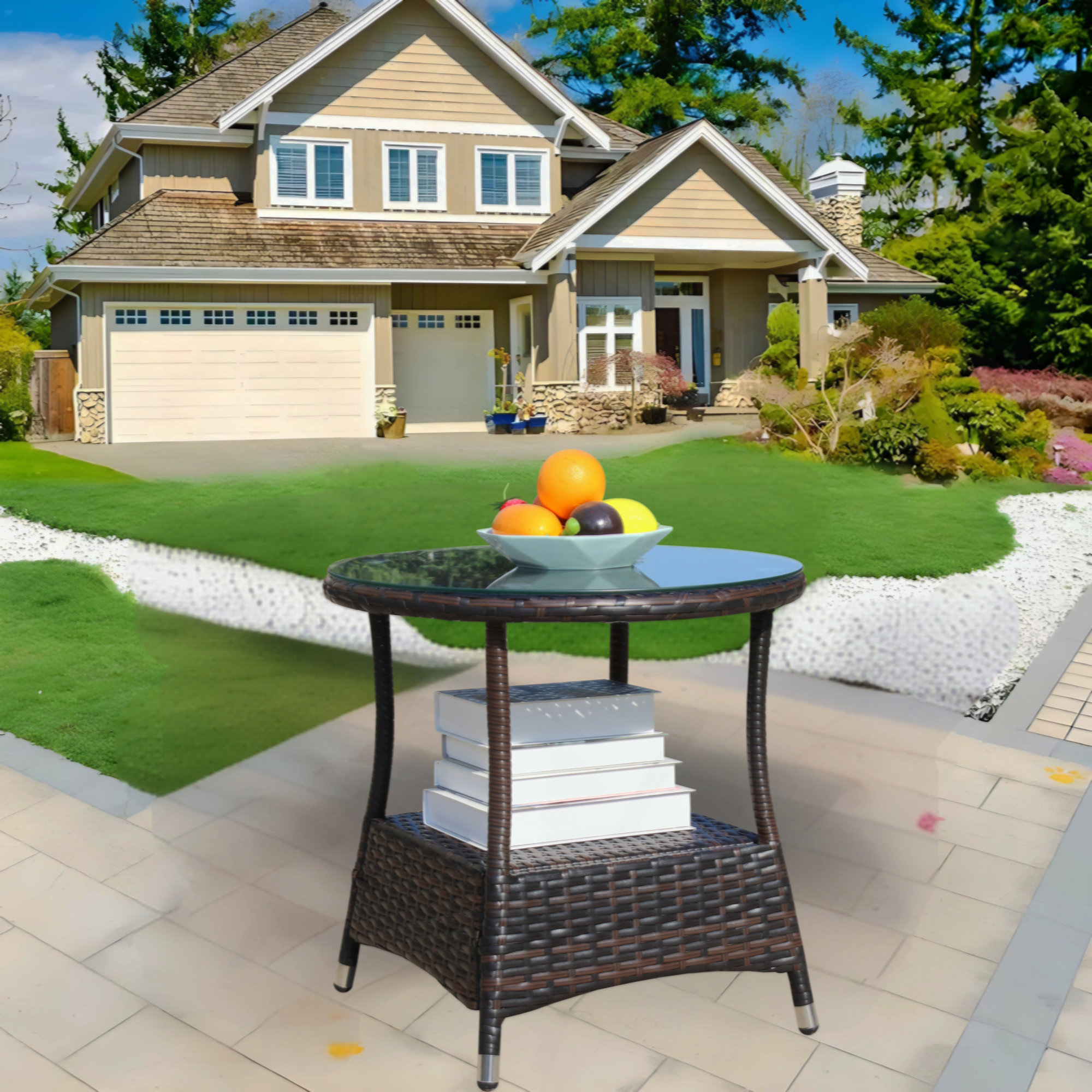 Winston Porter Outdoor Patio Furniture 1 Round Coffee Table With Clear ...