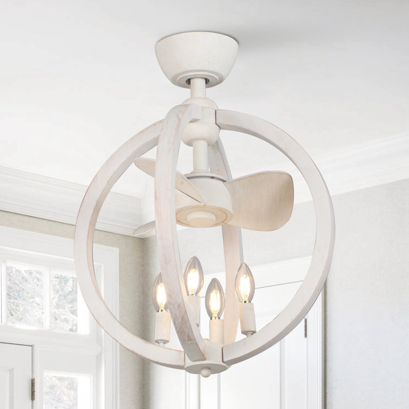 Gracie Oaks 18.4" Brahn 3 - Blade Caged Ceiling Fan with Light Kit ...