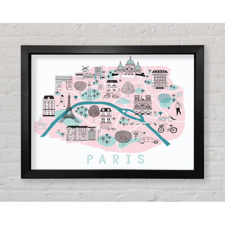 Rosalind Wheeler Little Map Of Paris - Single Picture Frame Art Prints ...
