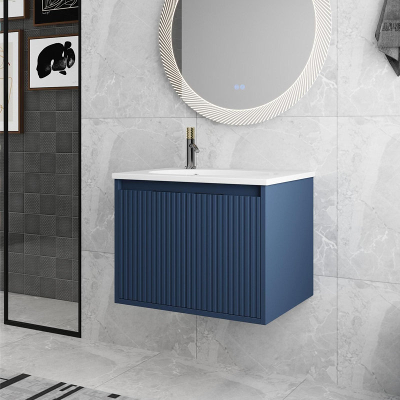 Ebern Designs Naguib 24'' Wall Mounted Single Bathroom Vanity with ...