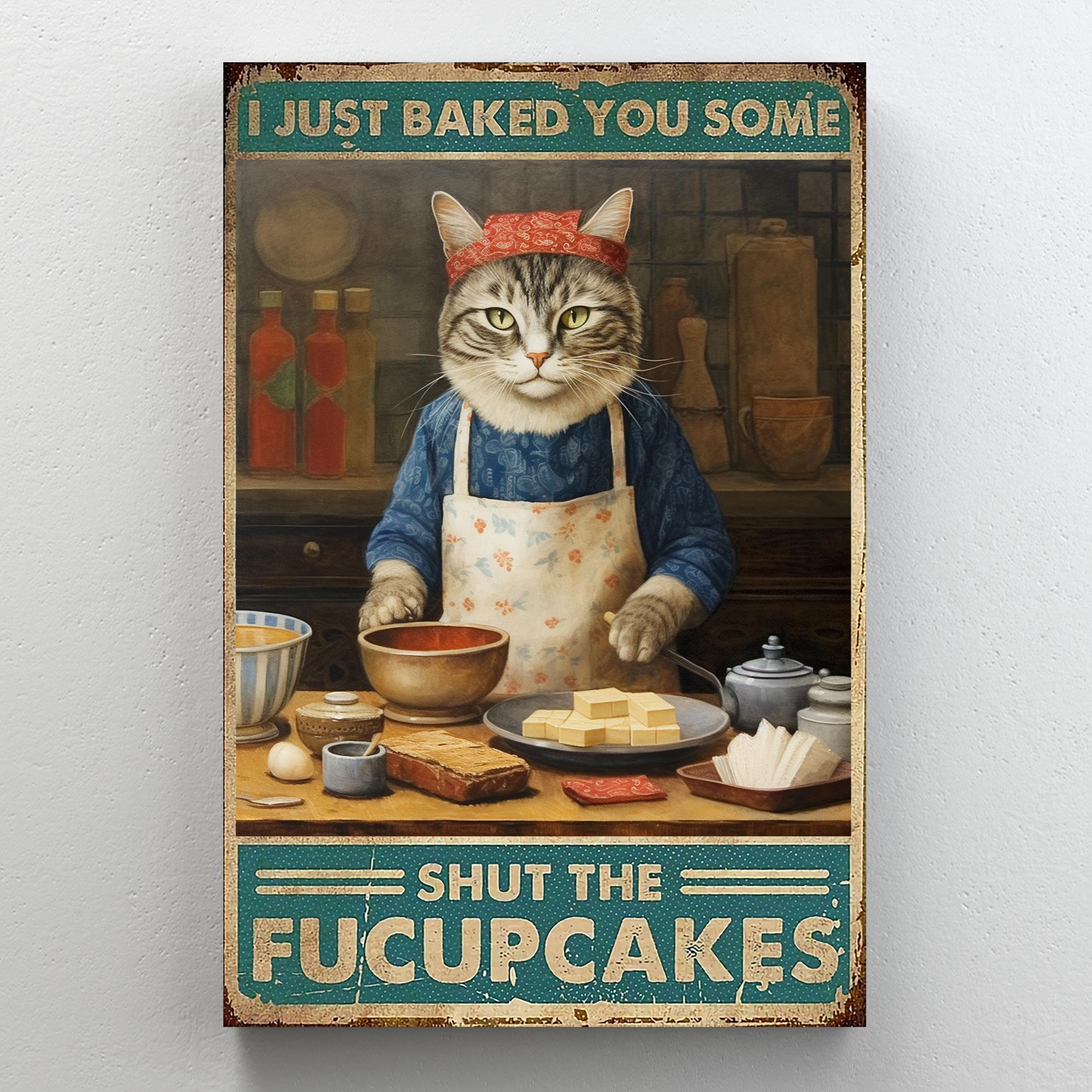 Trinx Lakyla Cat Shut The Fucupcakes On Canvas Graphic Art | Wayfair