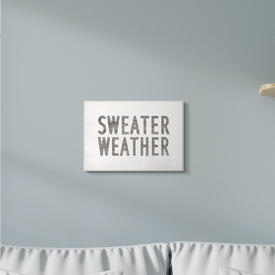 Gracie Oaks Minimal Bold Sweater Weather Text Grey White by Daphne ...